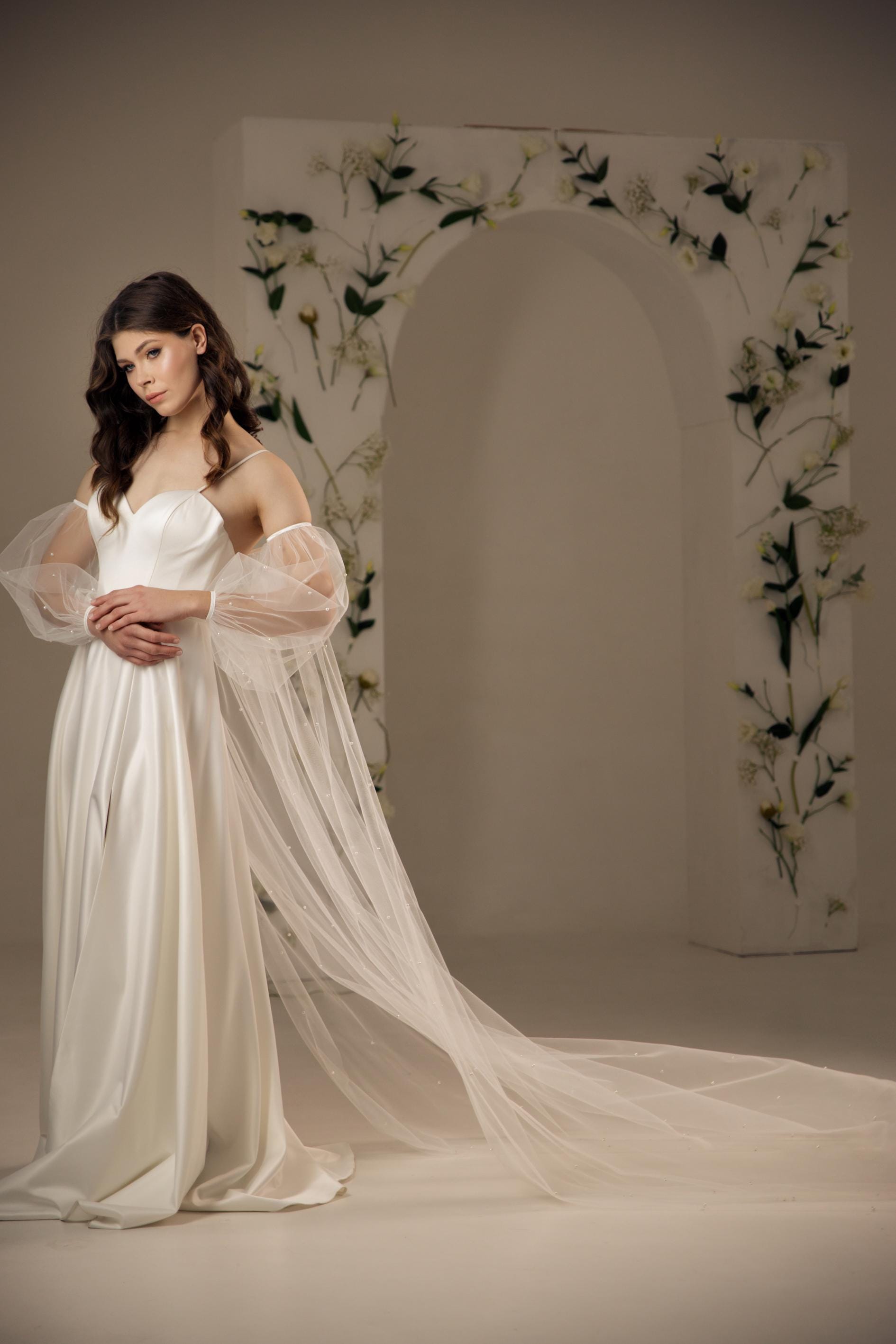 Bridal Cape Puff Sleeves Romantic Tulle Sheer Long Capelet - Etsy