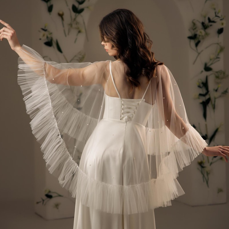 Ruffle Tulle Wedding Cape - Etsy
