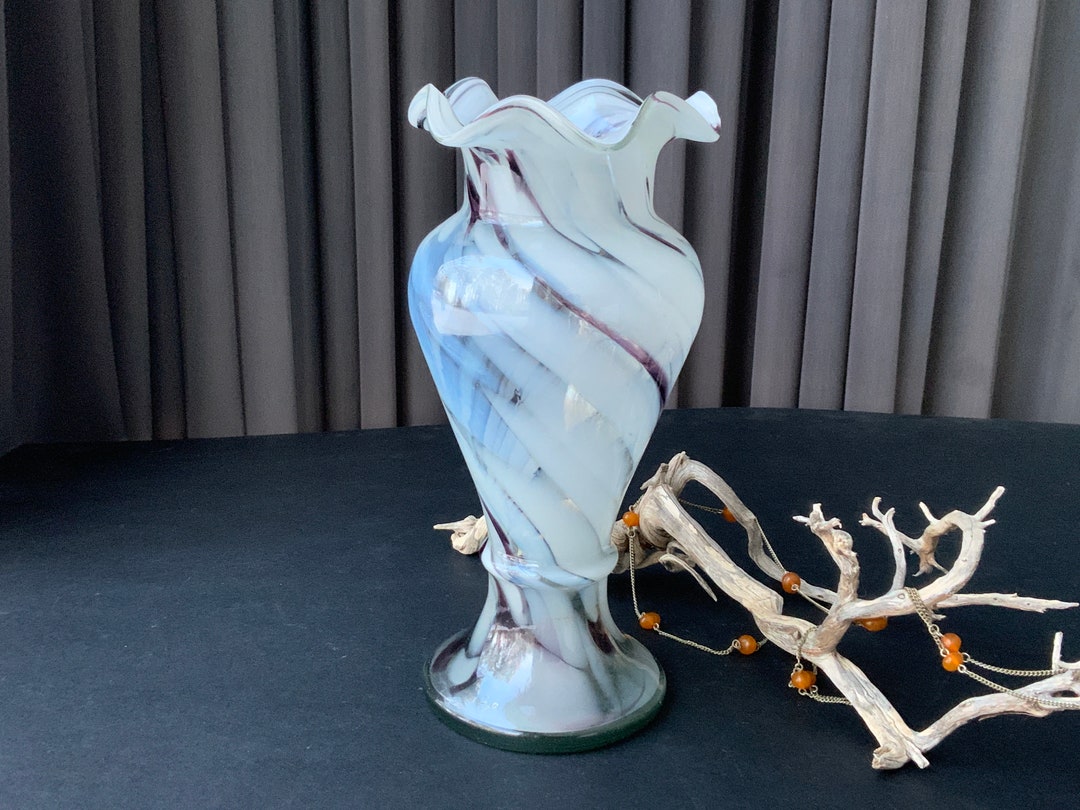 Fluted Ruffled Multi-color Glass Vase Vintage Color Glass - Etsy