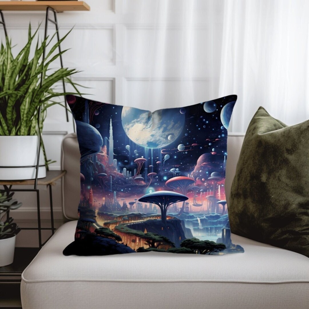 90s Comic Style Future Funk Nebula Space Grunge Revival Pillow, Retro ...