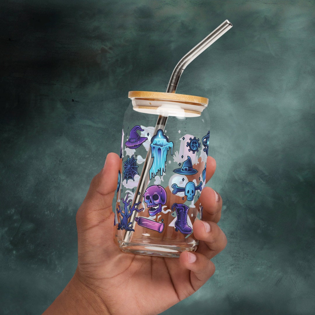Halloween Sipper Glass Can, Spooky Season Glass, Boo Sipper Glass, Cute ...