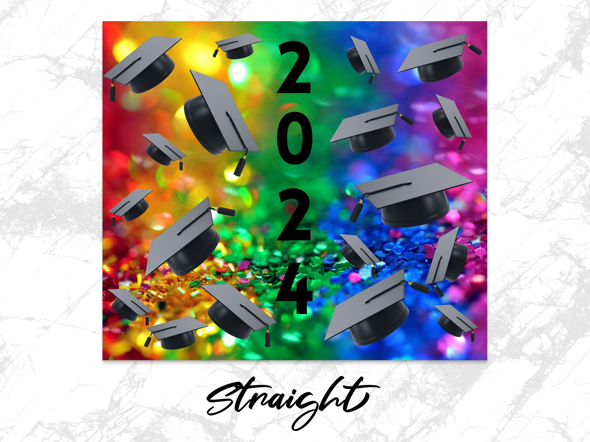 Graduation Rainbow Glitter 20 Oz Skinny Tumbler Sublimation Design ...