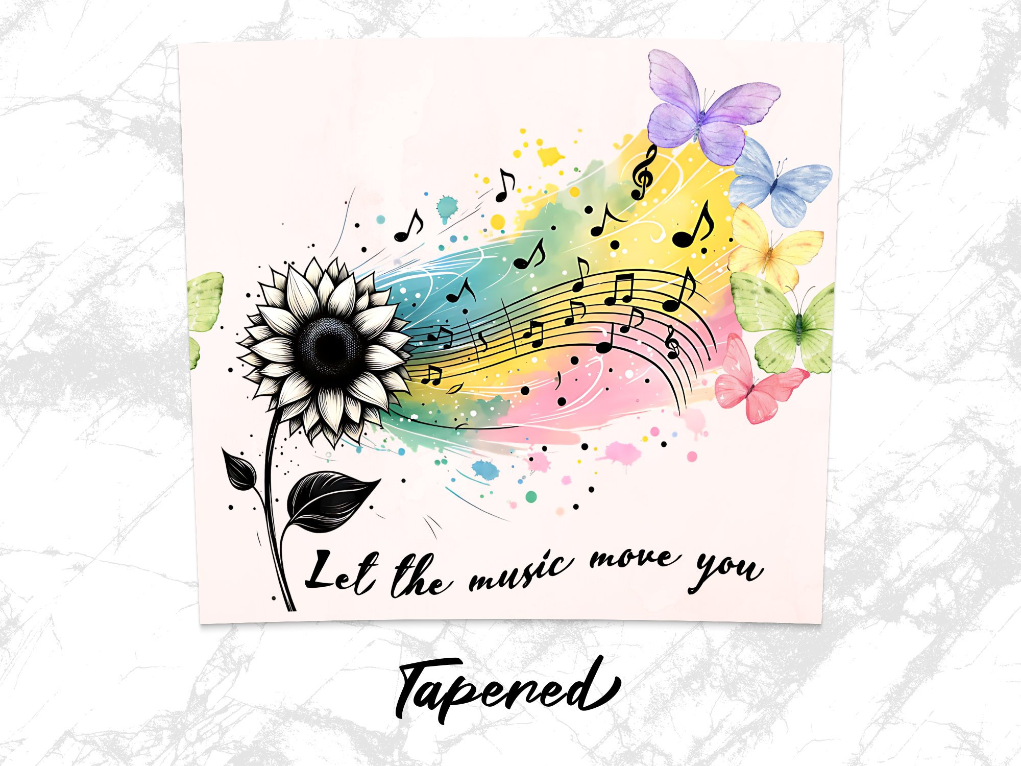 Musical Notes Tumbler Sublimation Design, Sunflower & Butterflies ...