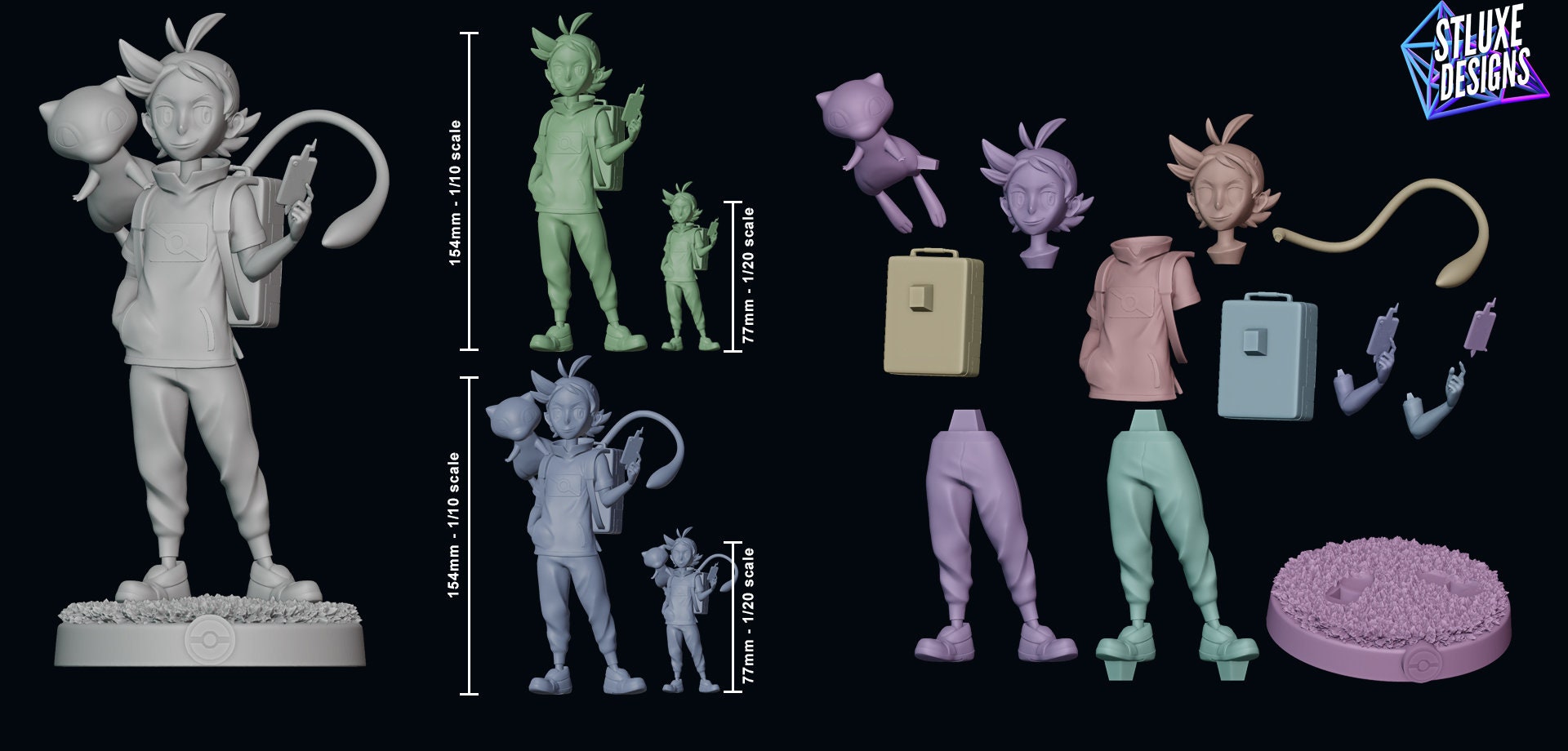 Goh and Mew Pokemon STL File, 3D Printed Pokemon File Pokemon ...
