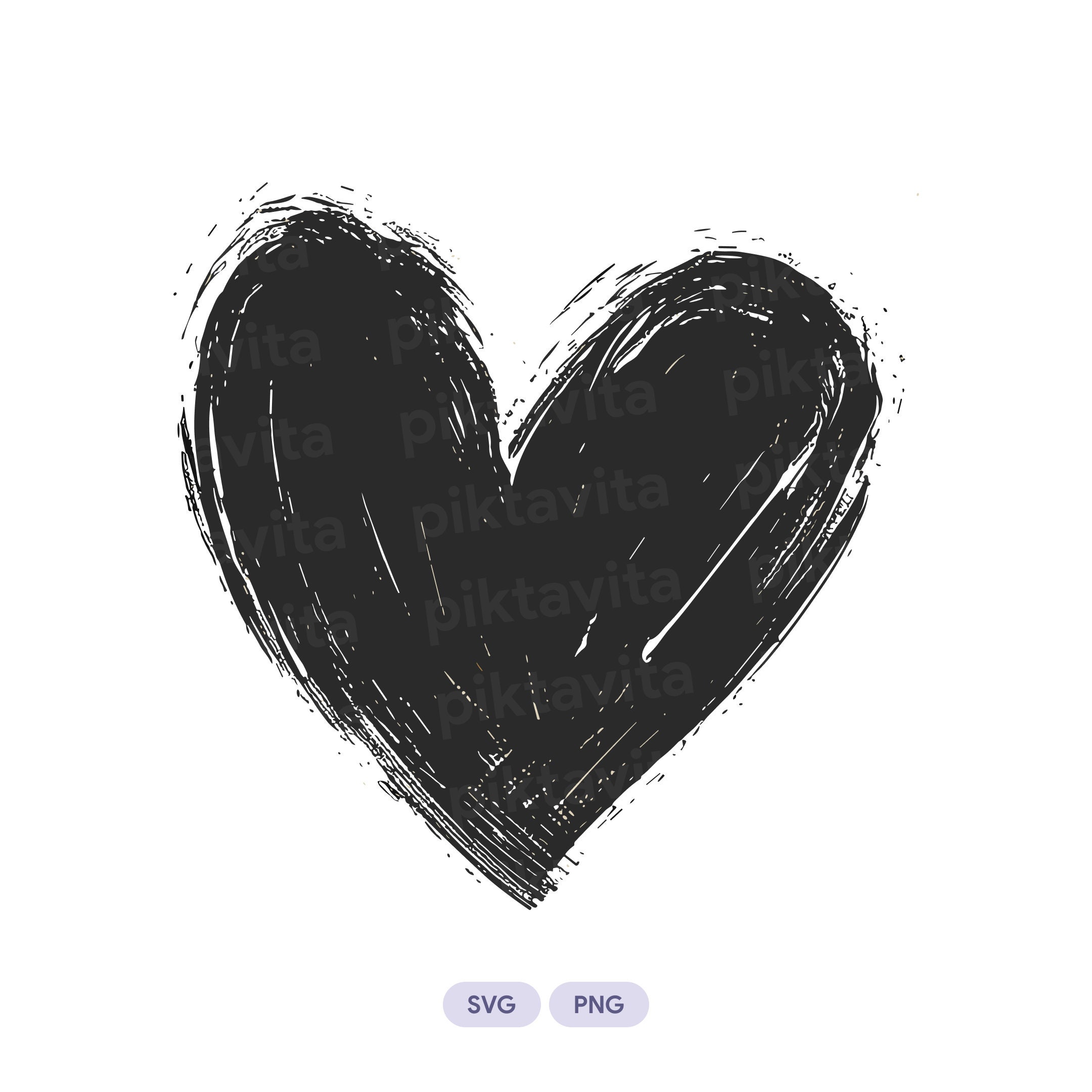 Cute Brushed Heart Svg Png, Heart SVG, Heart PNG, Brush Textured Heart ...