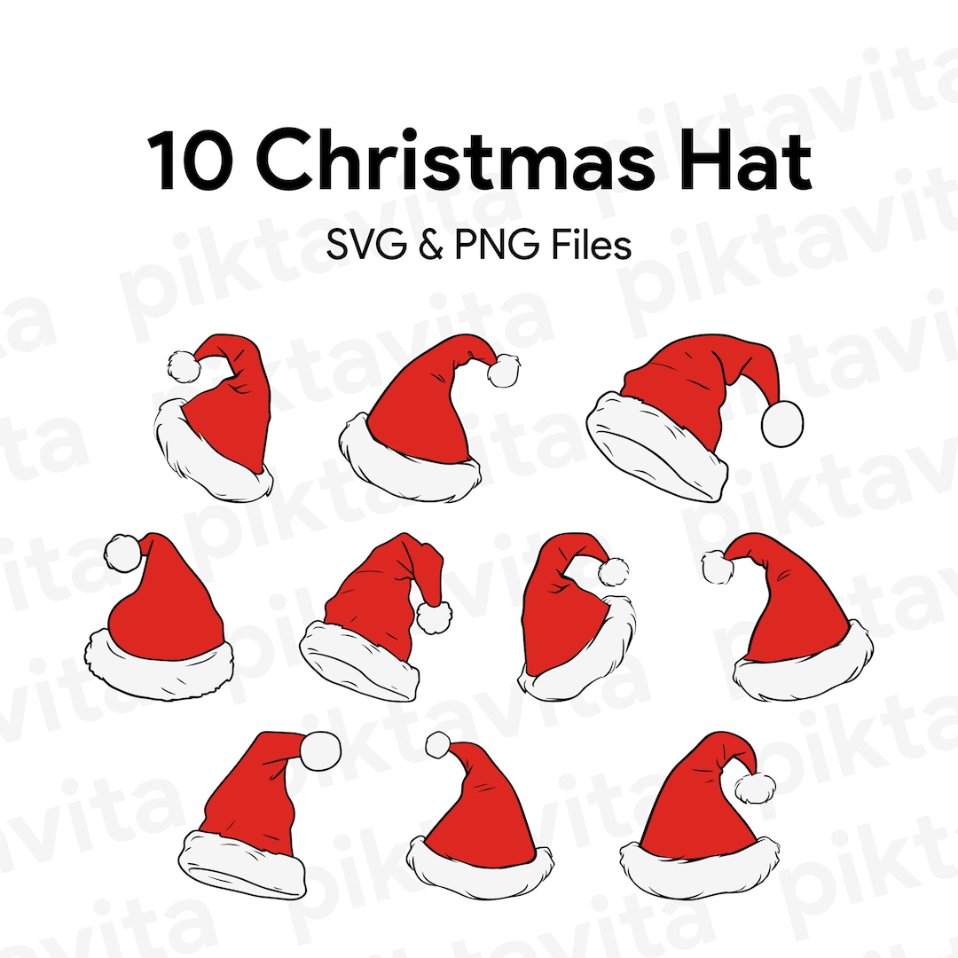Christmas Santa Hat Clipart SVG & PNG Santa Hat SVG - Etsy UK