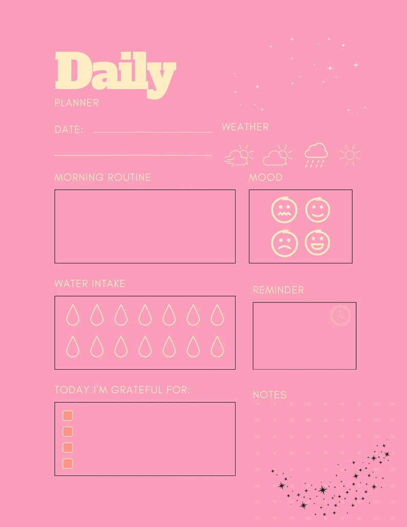 Pink Daily Planner - Etsy