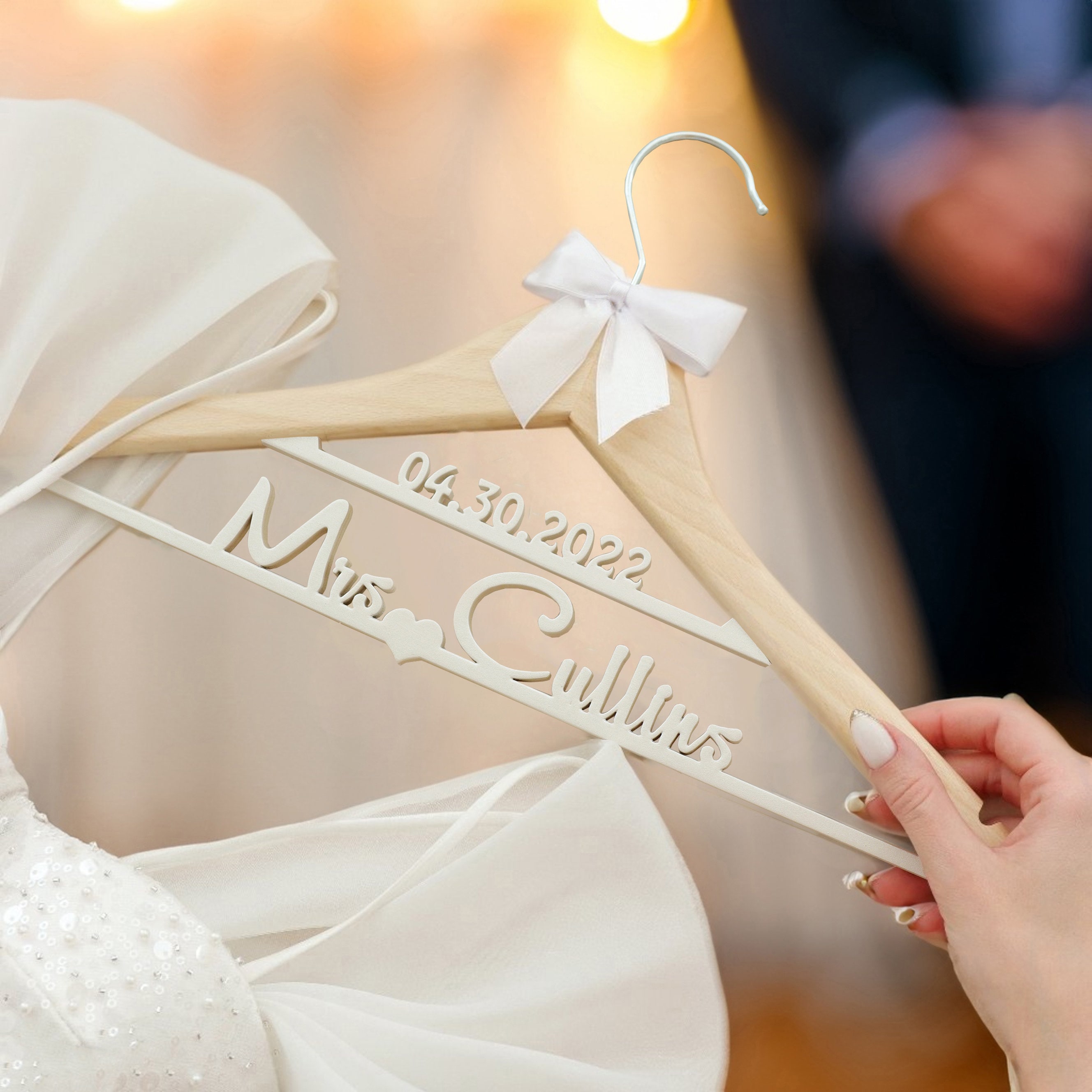 Personalized Wedding Dress Hanger: Solid Wood Bridal Gift - Etsy