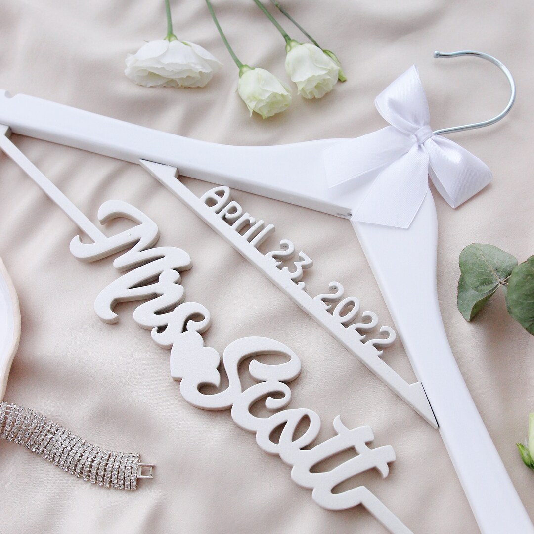 Personalized Bridal Hanger: Solid Wood Wedding Dress Hanger, Bride Gift ...