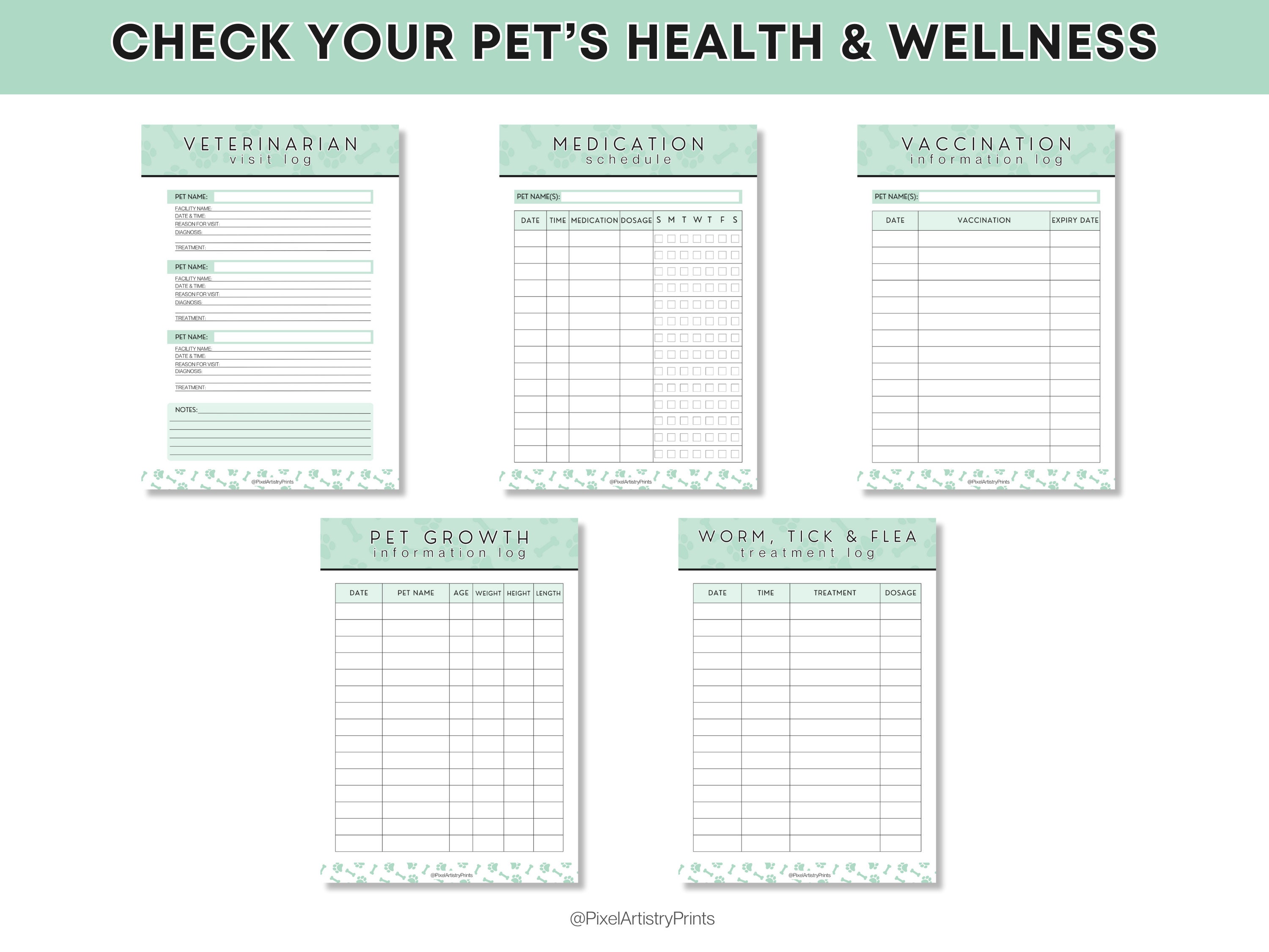 Printable Pet Care Journal Printable Pet Care Planner - Etsy