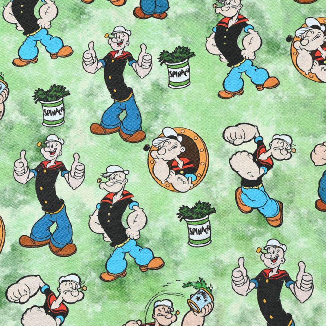Popeye the Sailor Fabric, Popeye Fabric, 100% Cotton, Cartoon Fabric ...