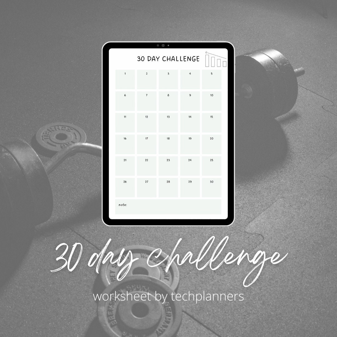 30 Day Challenge Worksheet, Digital Planner, Journal - Etsy
