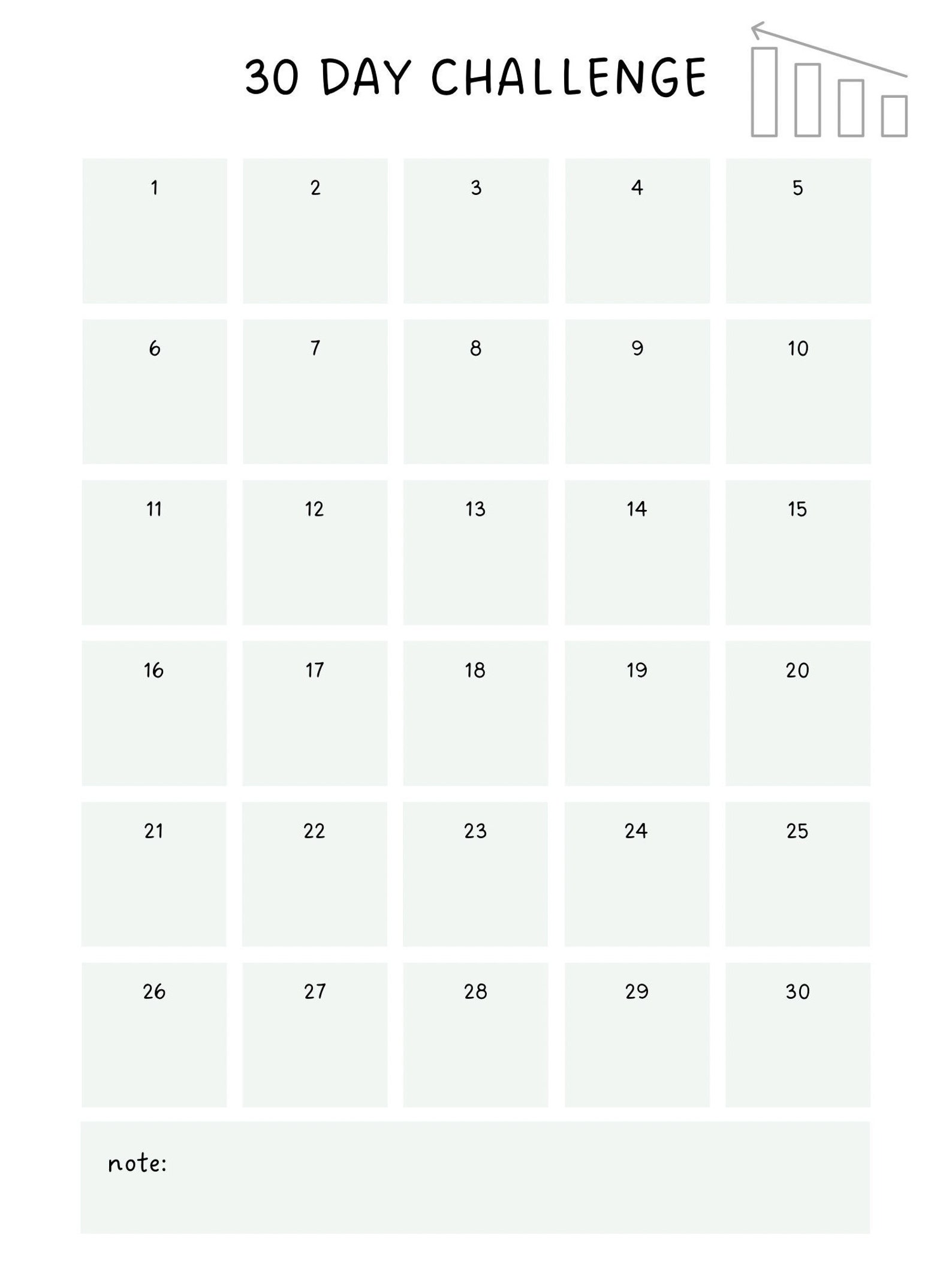30 Day Challenge Worksheet, Digital Planner, Journal - Etsy