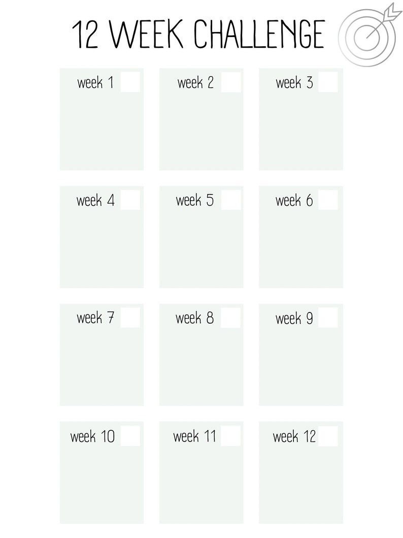 12 Week Challenge Worksheet, Digital Download, Printable, Workout ...