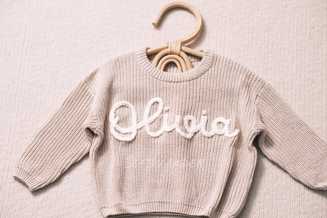 Personalized Baby Sweater: Custom Embroidered Name Knit Pullover - Etsy