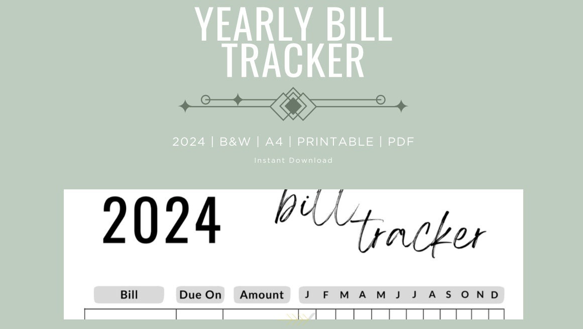 2024 Yearly Bill Tracker Black & White - Etsy