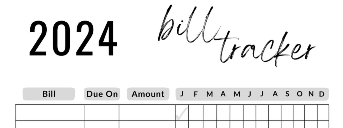 2024 Yearly Bill Tracker Black & White - Etsy