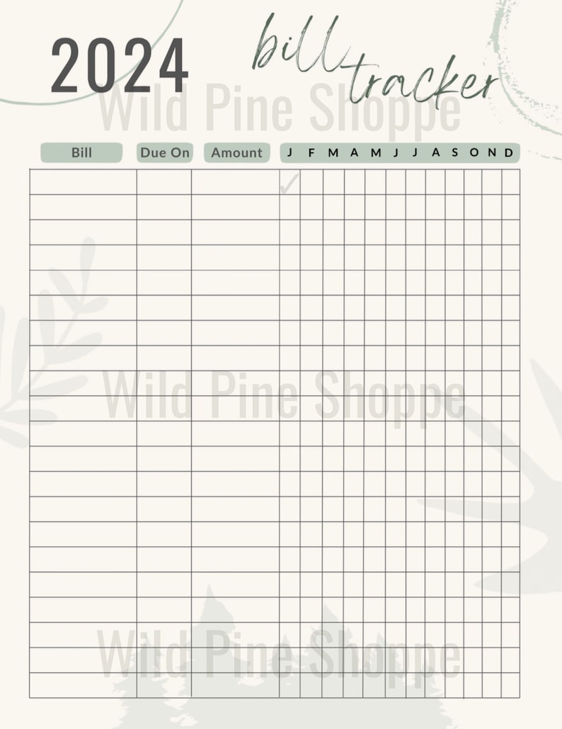 2024 Yearly Bill Tracker - Etsy