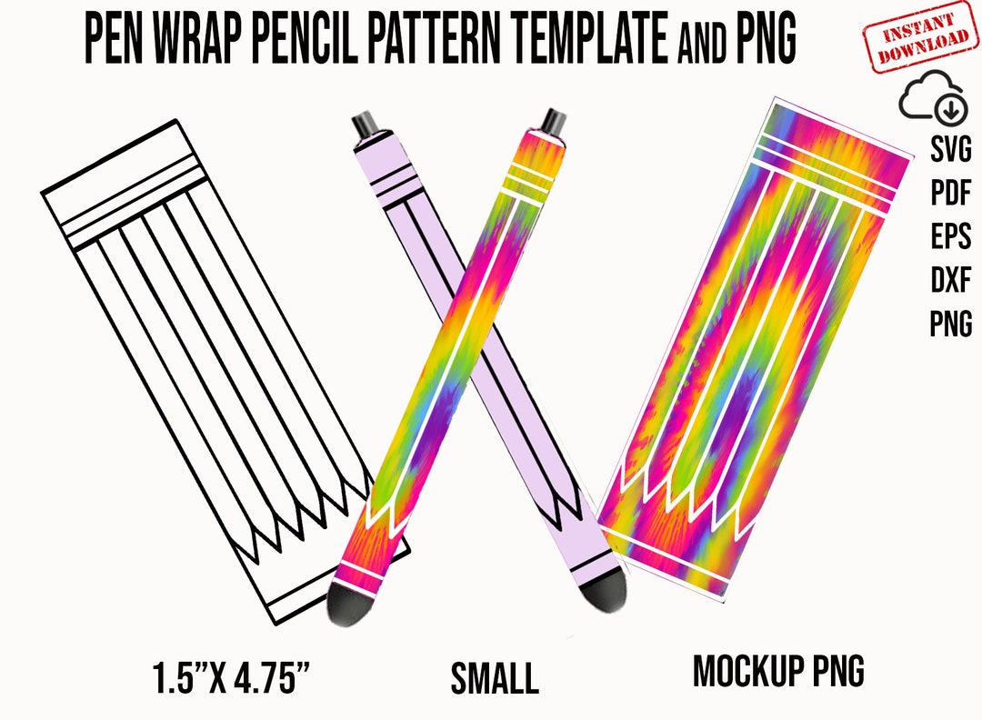 Pencil Pen Wrap Template: Pattern SVG, PNG, DXF (digital Download) - Etsy