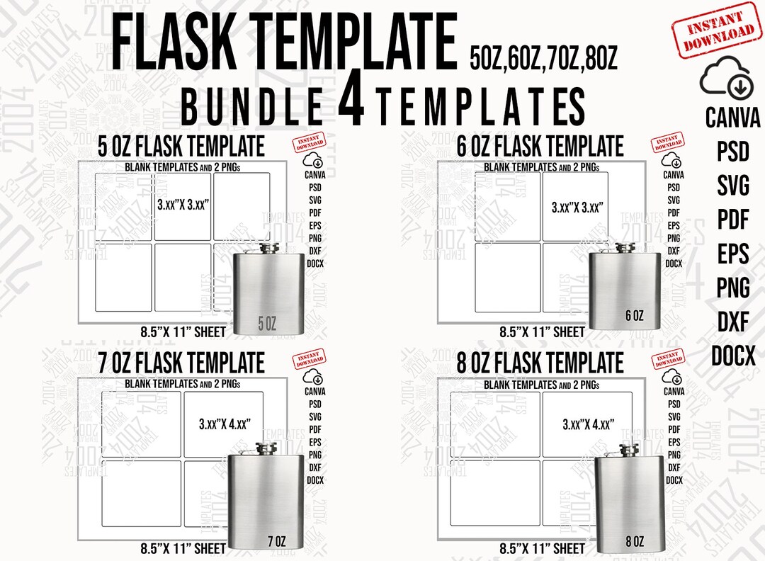 Flask Template, Bundle Flask Svg, Bundle Flask Template, Flask 5,6,7,8 ...