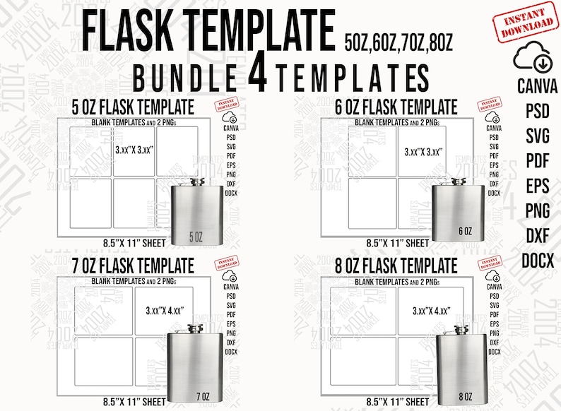 Flask Template, Bundle Flask Svg, Bundle Flask Template, Flask 5,6,7,8 ...