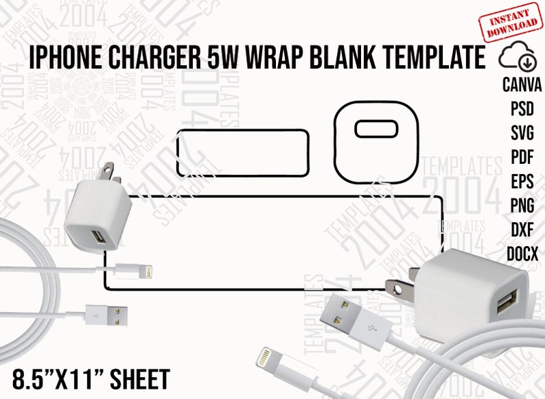 IPhone Charger Template 5W, iPhone Charger Label Svg, Charger Sticker ...