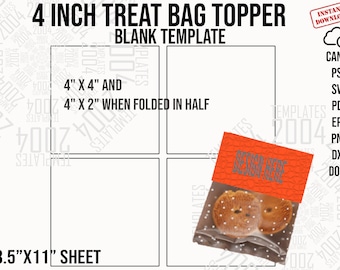 Treat Bag Template 4 Inches, Bag Topper Blank Template, 4 Multipurpose ...