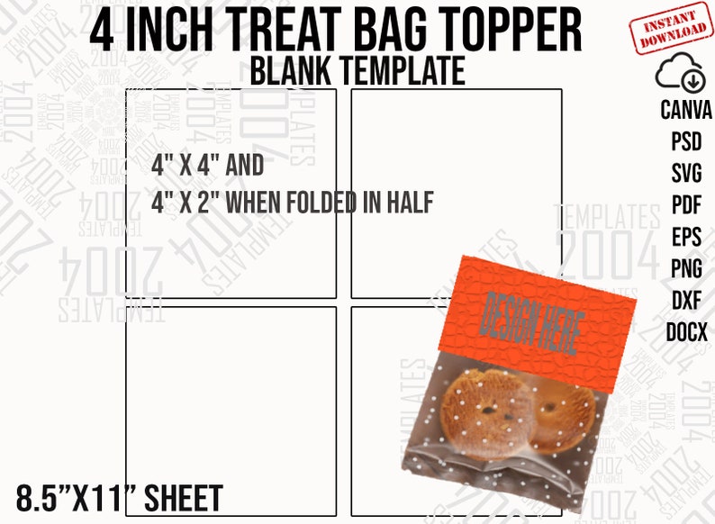 4" Treat Bag Topper Template: DIY Labels (digital Download) - Etsy