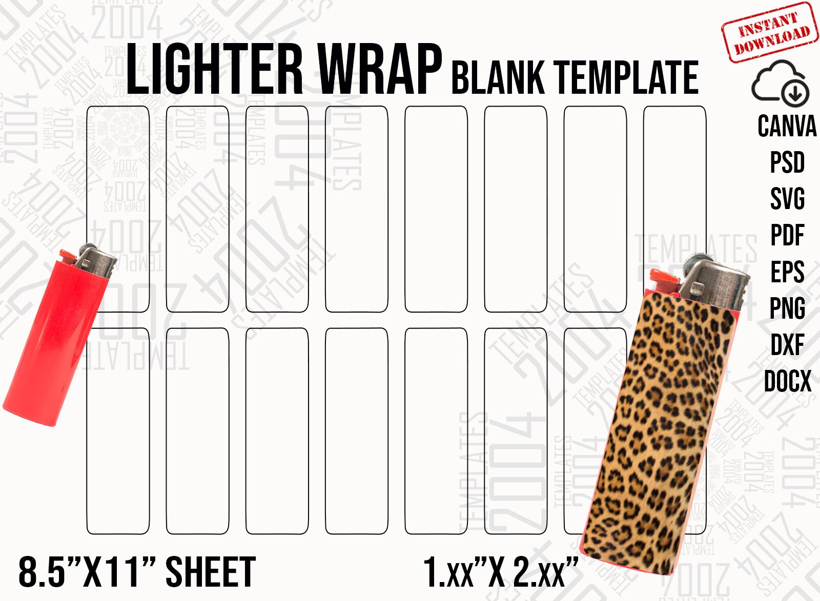 Lighter Wrap Label Blank Template, Lighter Label Template, Lighter ...