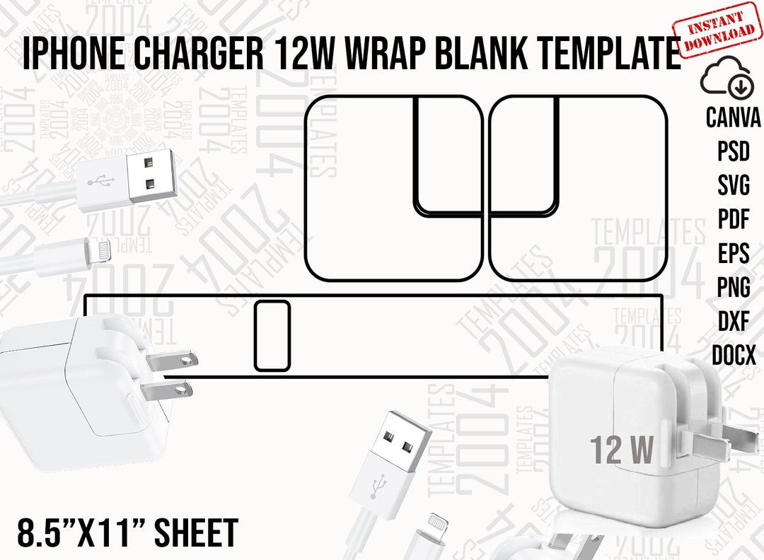 IPhone 12W Charger Label Template: SVG, PNG, PDF (digital Download) - Etsy