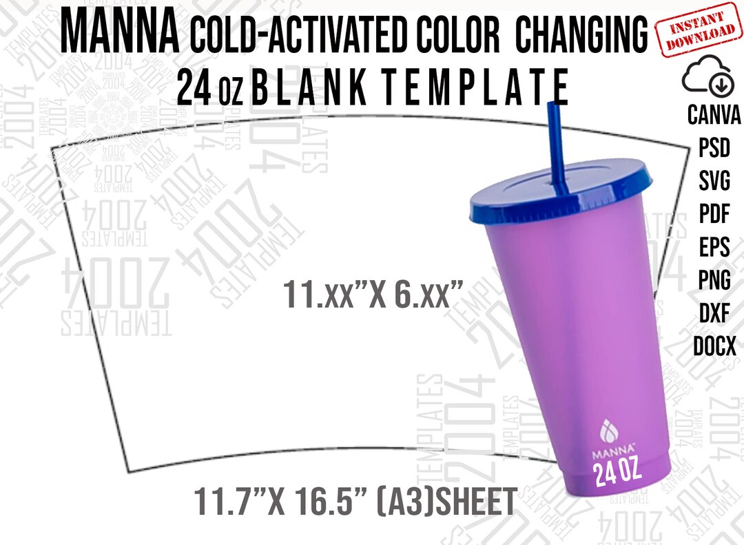Manna Cup 24 Oz Svg, Manna Personalized Cups Template, Cold Activated ...