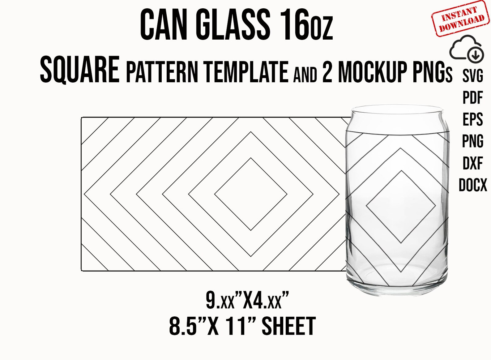 Libbey Glass 16 Oz Template ,square Can Glass Svg, Beer Glass Svg ...