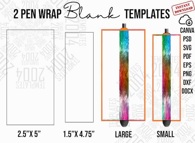 Pen Wrap Template Svg 2 Sizes, Png, Dxf, Pdf Epoxy Pen Wrap Template ...