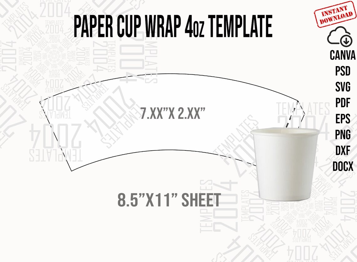 Paper Cup 4 Oz Svg, 4 Ounce Full Wrap, Styrofoam Coffee Cup 4oz ...