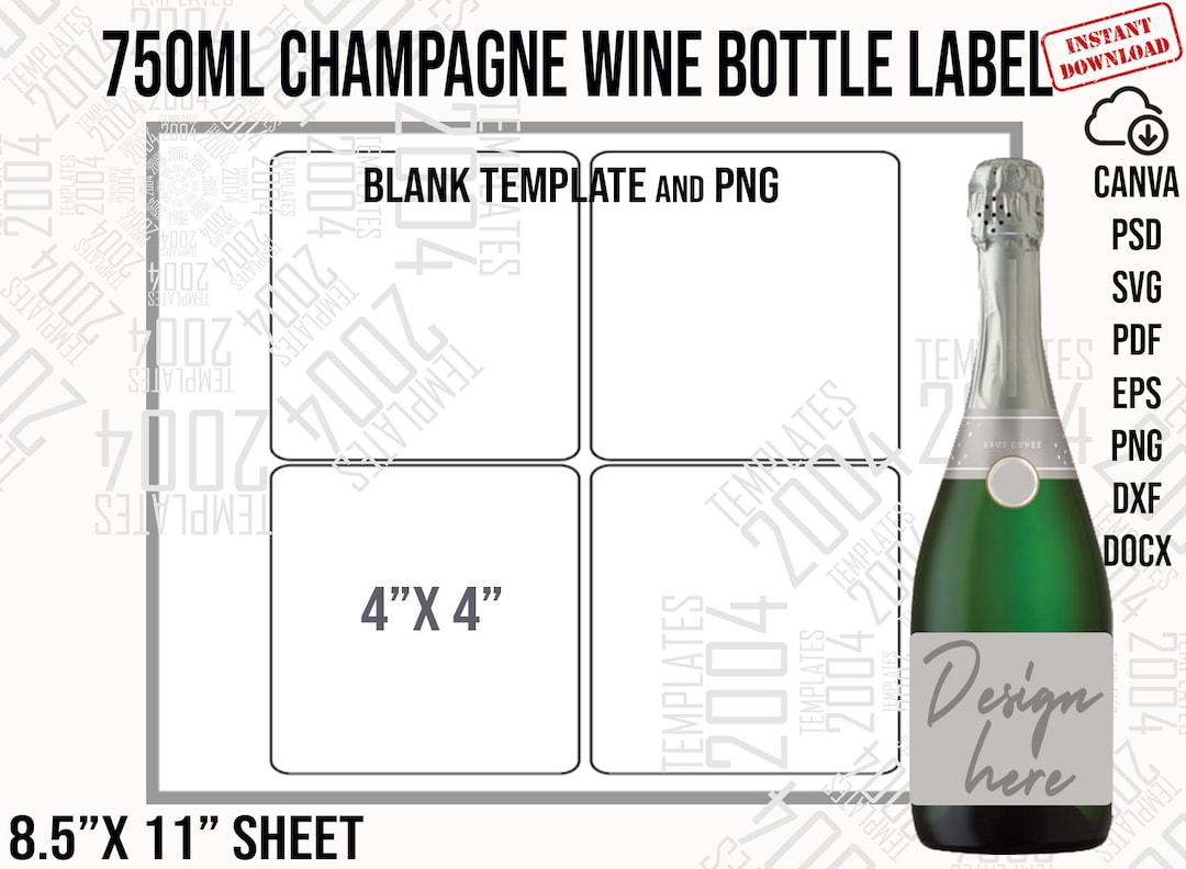 Wine Champagne Label Template, Wine Label Svg, Wine Champagne 750ml ...