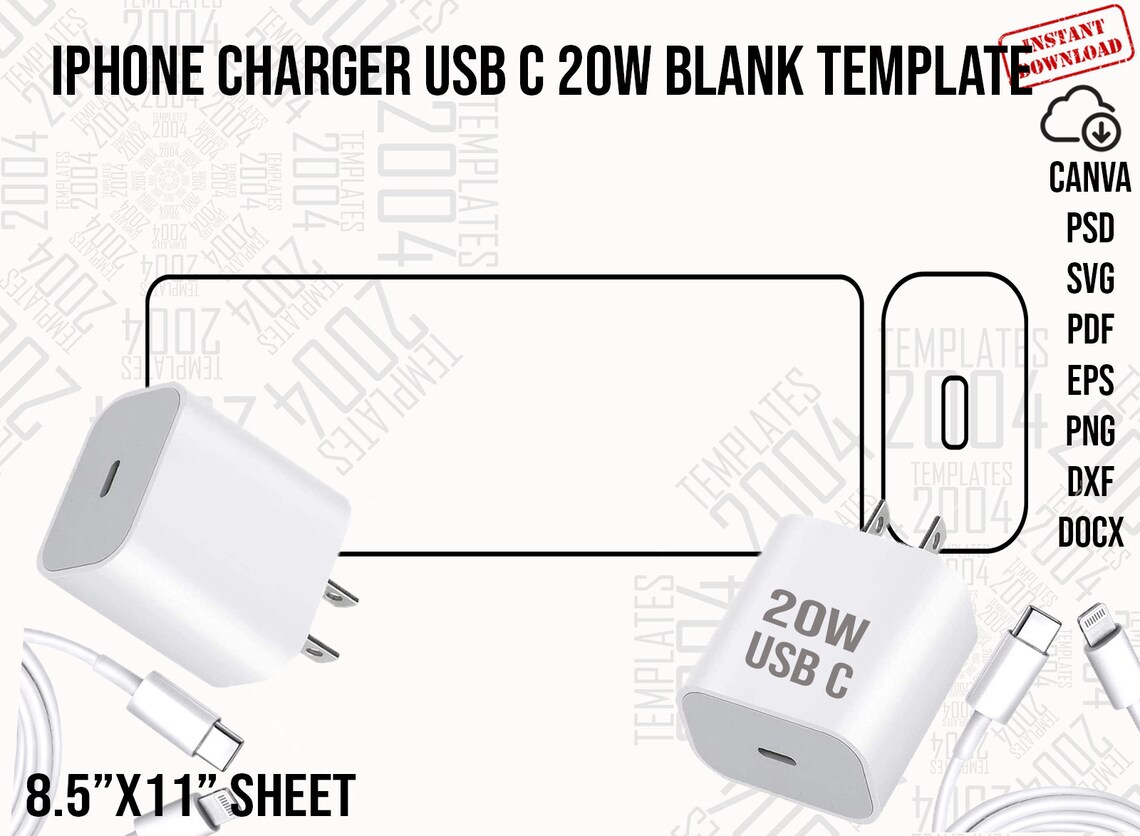 IPhone USB-C Charger Label Template 20W (digital Download) - Etsy