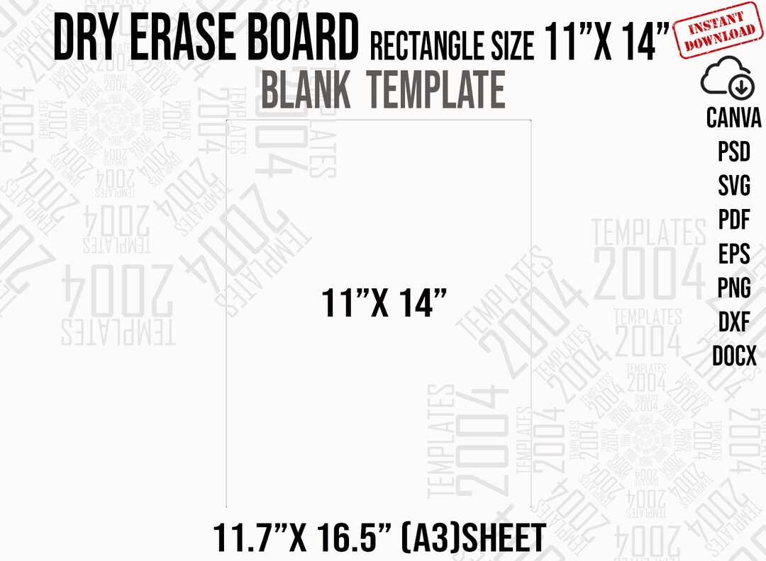 Dry Erase Board Template, 11x14 Inch Dry Erase Board Sublimation ...
