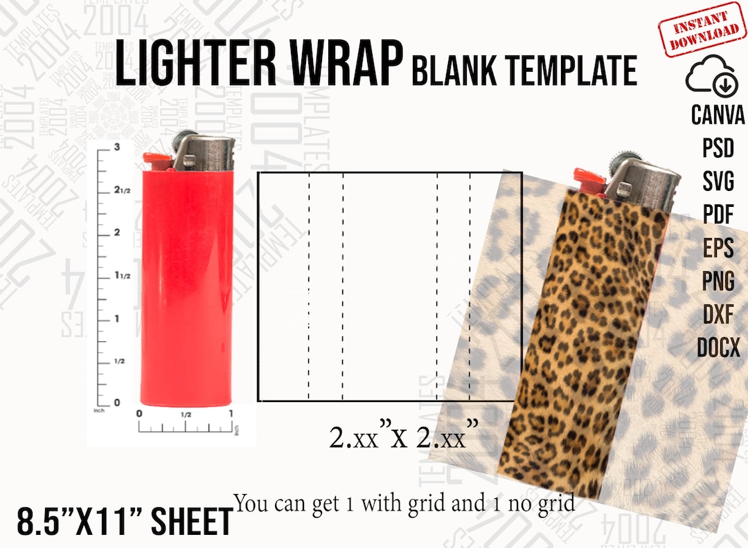 Lighter Wrap Label Blank Template With Grid and No Grid, Lighter Label ...