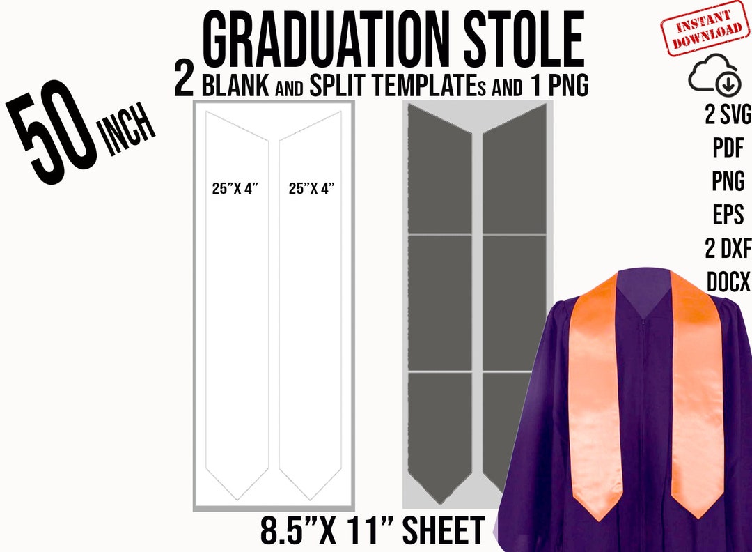 Stole Template, Stole Graduation Custom, 50" Graduation Stole Template ...