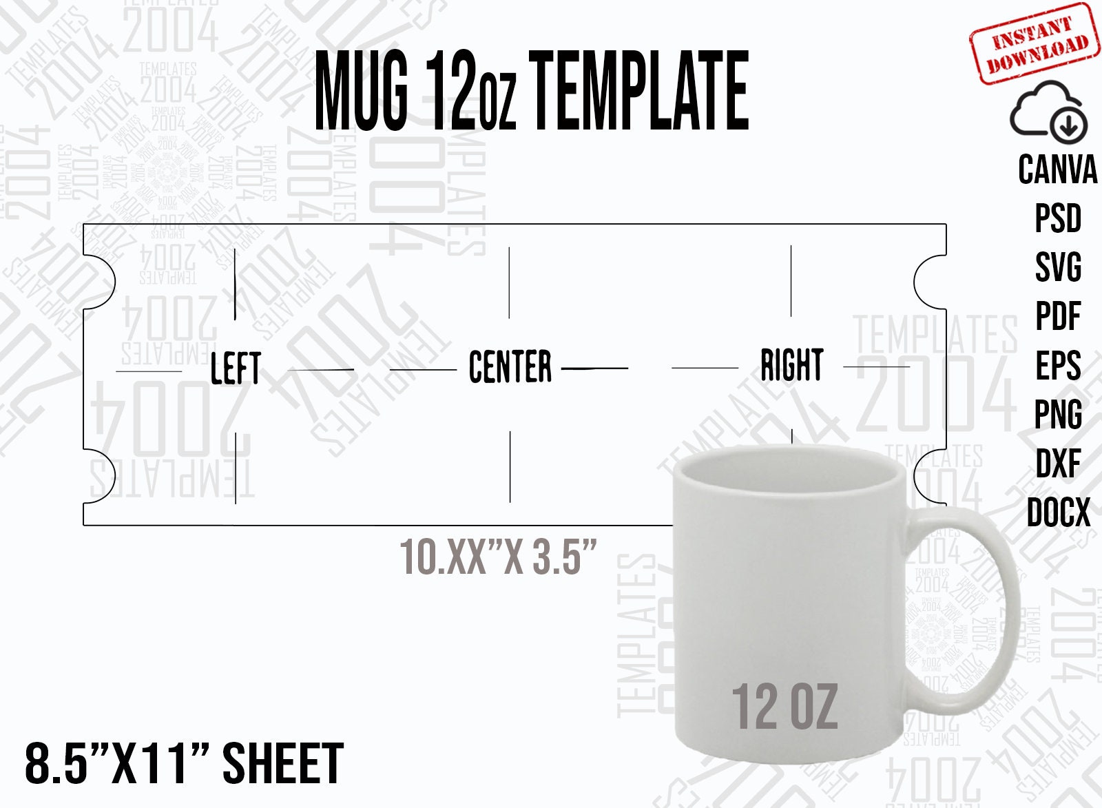 12oz Mug Sublimation Template: Full Wrap Design (digital Download) - Etsy
