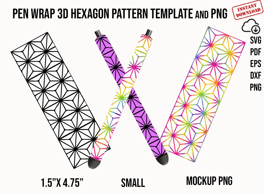 Pen Wrap Template,3d Hexagon Pattern Template Svg, Pen Wrap 3D Hexagon ...