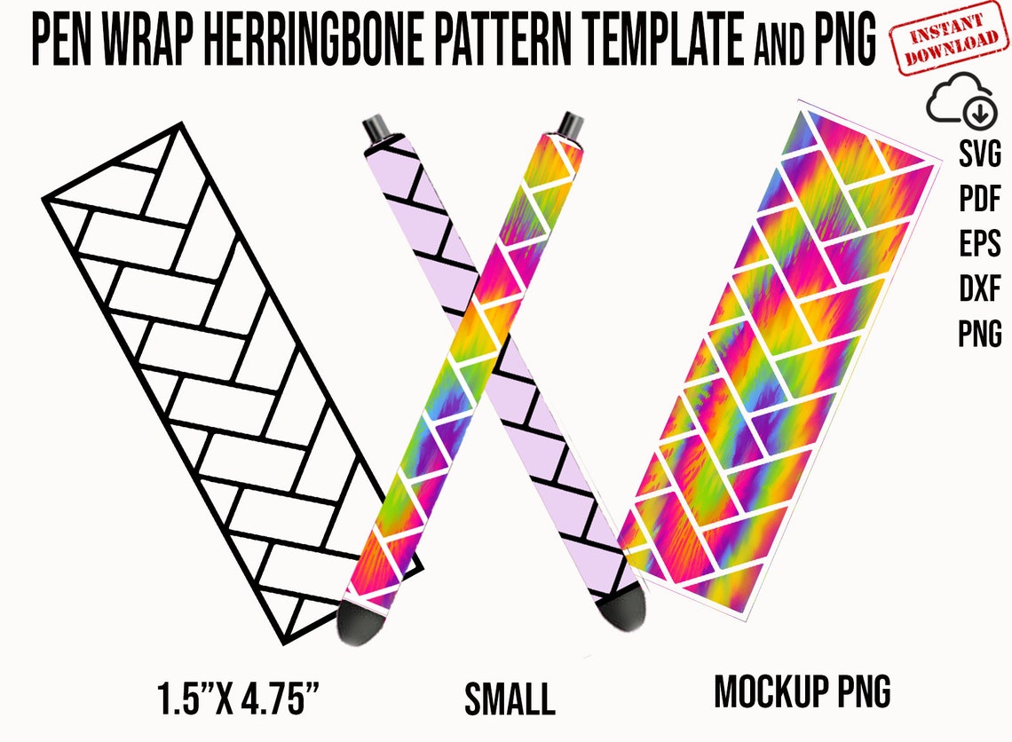 Pen Wrap Template, Herringbone Pattern Template Svg, Pen Wrap ...