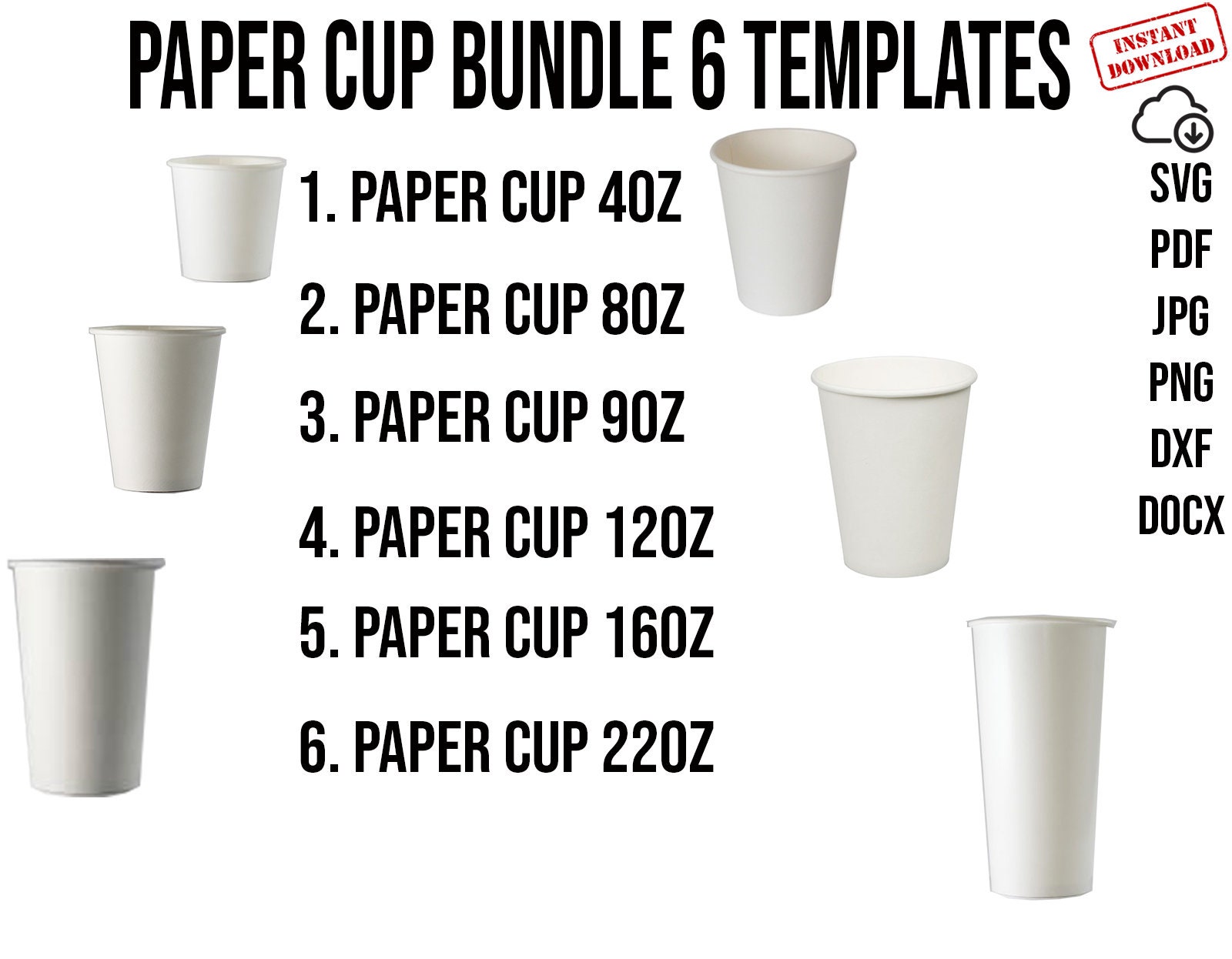Paper Cup Bundle Template 4oz 8oz 9oz 12oz 16oz 22oz - Etsy