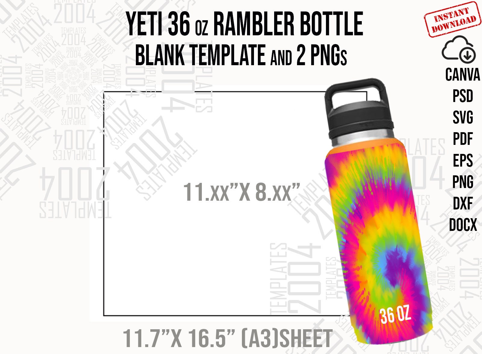 YETI Rambler 36 Oz Bottle Template, Yeti Svg, Yeti Tumbler Template ...