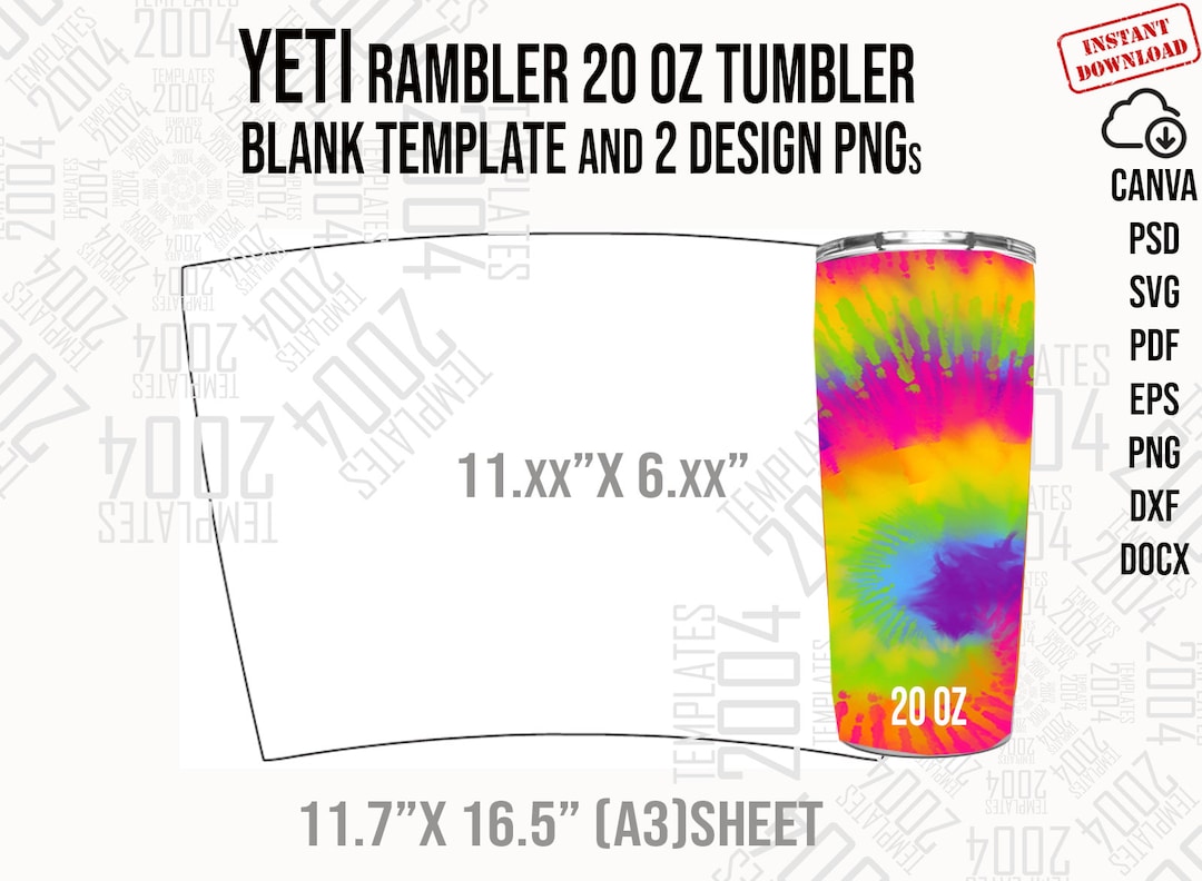 YETI Rambler 20 Oz Template Full Wrap 20 Oz for Rambler Yeti Tumbler 20 ...