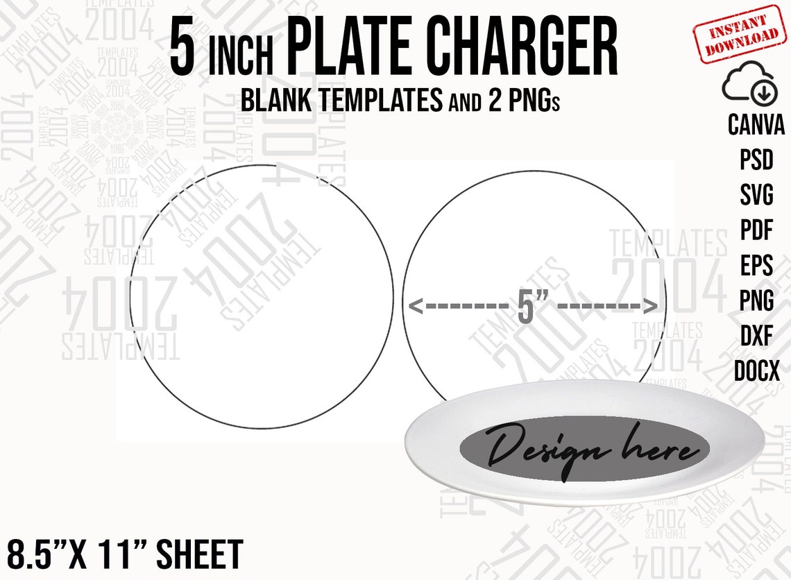 5 Inch Plate Charger Template: SVG, PNG, PSD (digital Download) - Etsy