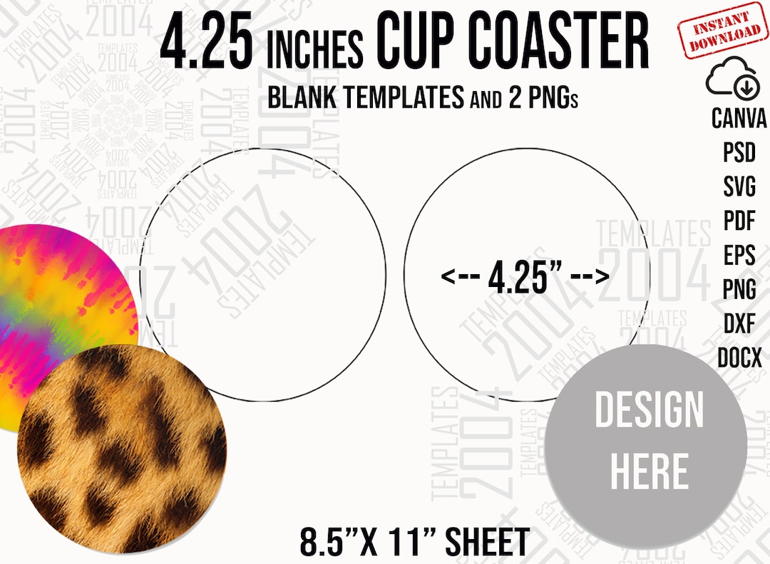 4.25 Inches Cup Coaster Template, Cup Coaster Svg, Coasters Template ...