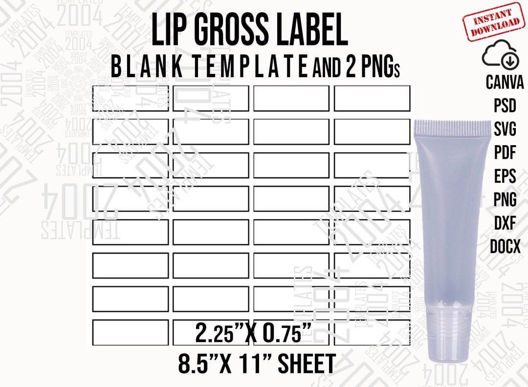 Lip Gloss Tube Label Template: DIY Stickers (digital Download) - Etsy