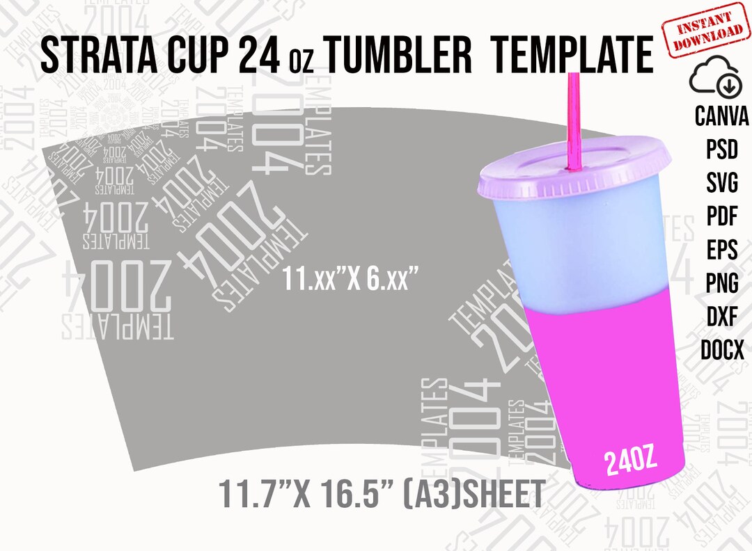 Strata Cup 24 Oz Svg Full Wrap for Tumbler Sublimation Template 24oz ...