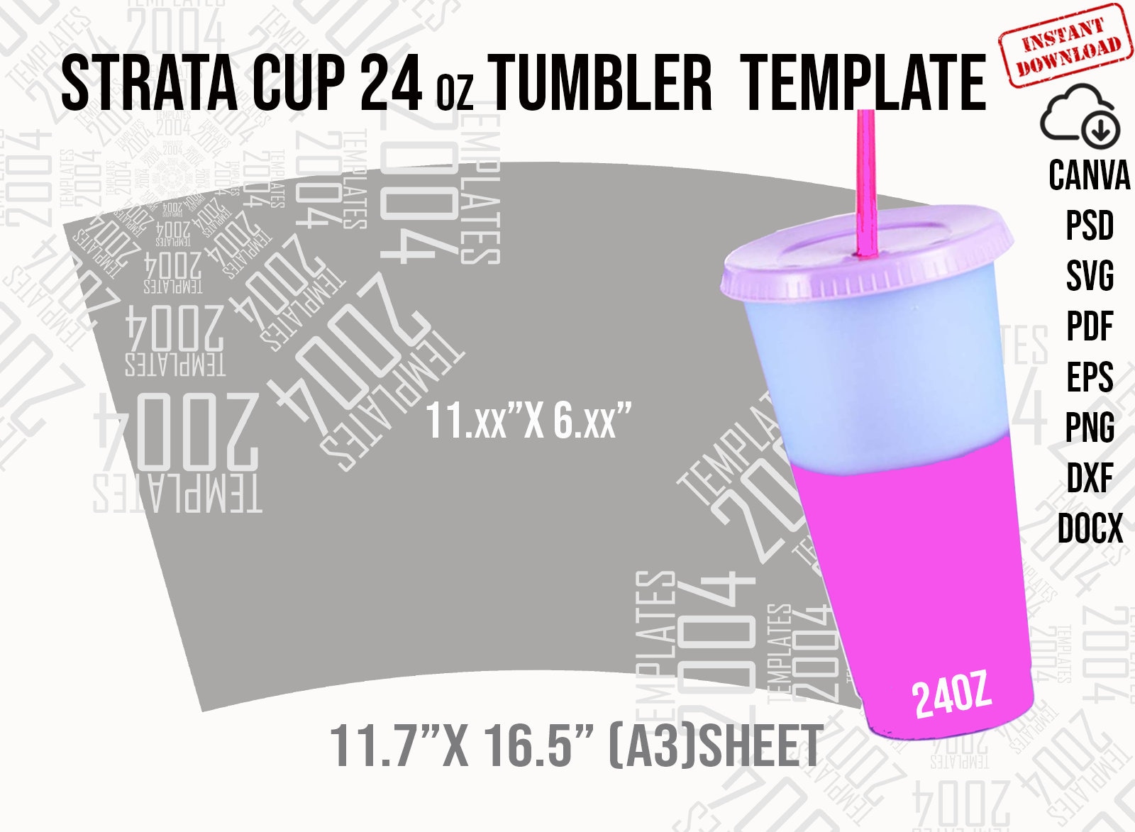 Strata Cup 24 Oz Svg Full Wrap for Tumbler Sublimation Template 24oz ...